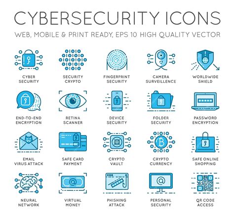Premium Vector Cyber Security Thin Line Icons Set Computer Network Protection High Quality