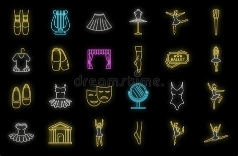Theater Ballet Icons Set Vector Neon Stock Vector Illustration Of Practice Recital