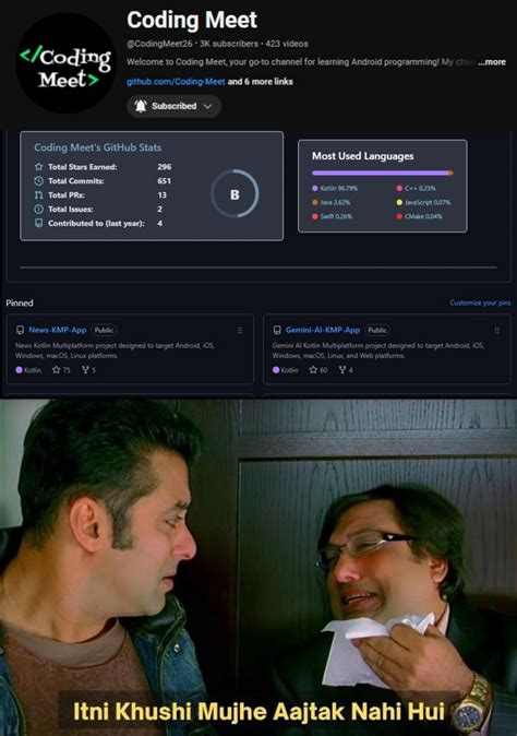 codingmeet youtubemilestone githubstars androiddevelopment kotlin java
