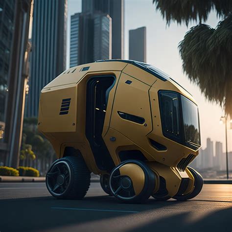 Premium Photo A Modern Delivery Robot With City In The Background Generative Ai