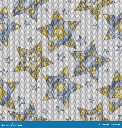 Seamless Tiling Star Texture With Knit Structure Stock Illustration