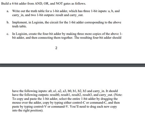 Solved Build A Bit Adder From AND OR And NOT Gates As Chegg