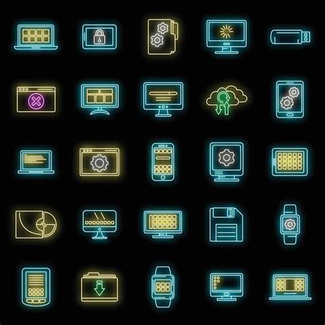 Software Operating System Icons Set Vector Neon 38827947 Vector Art At Vecteezy