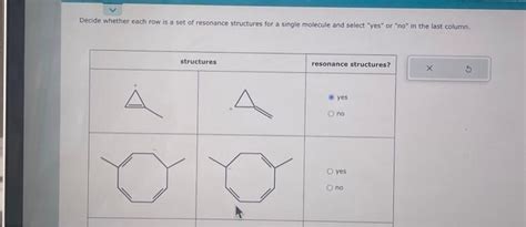 Solved Decide Whether Each Row Is A Set Of Resonance Chegg Com