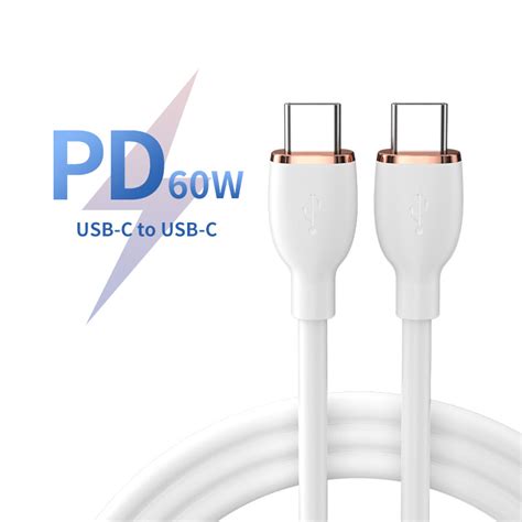 USB C To Type C Silicone Fast Charging Cable Pd 60W Fast Charger Cable Durable 25000 Wire