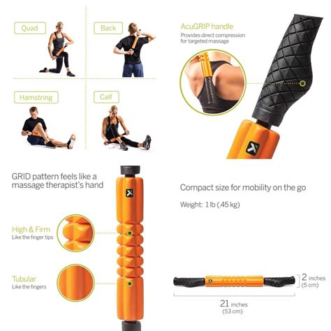 Triggerpoint Grid Stk Handheld Foam Muscle Roller A85 235 Anthem Sports