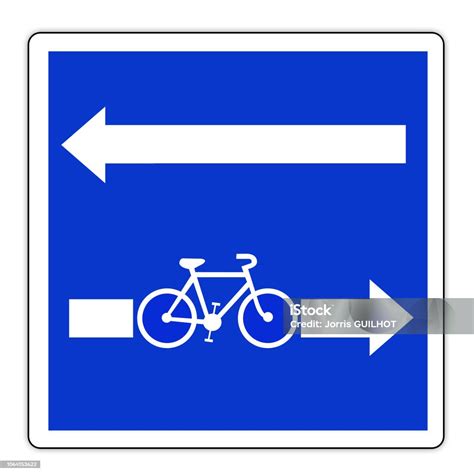 자전거 차선도로 표지판 극 게시물에 대형 블루 라운드 절연 자전거 자전거 경로 교통 길가 간판 거리에 대한 스톡 벡터 아트 및 기타 이미지 Istock