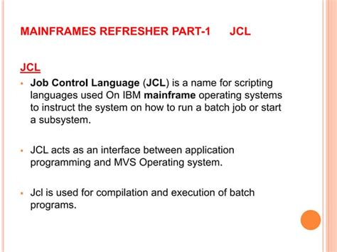 Mainframe Jcl Part 1 Pptx Resume Writing And Advice Job Search