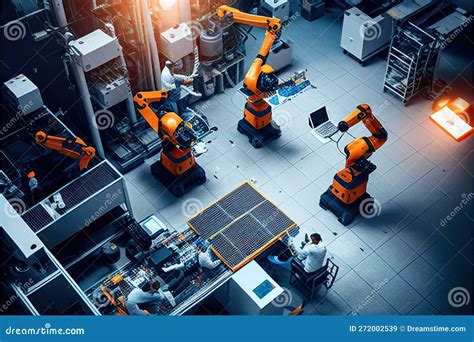 A Team Of Human And Robotic Workers Collaborating To Produce A Product On A Factory Ai