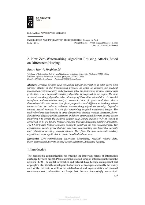 Pdf A New Zero Watermarking Algorithm Resisting Attacks Based On Differences Hashing