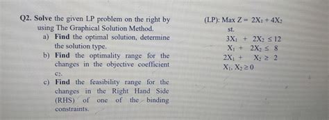 Solved Q2 Solve The Given Lp Problem On The Right By Using