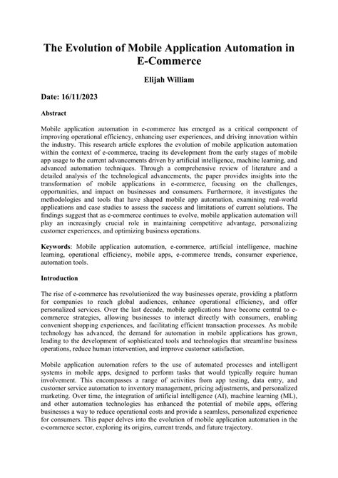 Pdf The Evolution Of Mobile Application Automation In E Commerce