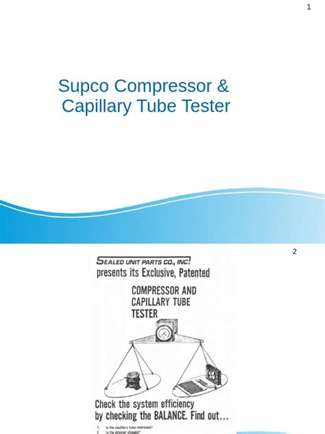 Supco Compressor And Cap Tube Tester Pdf