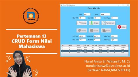 Java Jframe Crud Form Nilai Mahasiswa Youtube