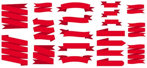 곡선 된 빨간색 리본 세트 빈 플래그 레이블의 컬렉션입니다 판매 프로모션을 위한 배너 디자인 배지 다른 모양의 레이블을 위한 템플릿입니다 벡터 일러스트레이션 0명에 대한