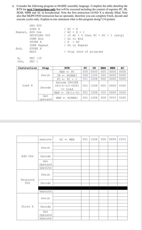 solved consider the following program in marie assembly language