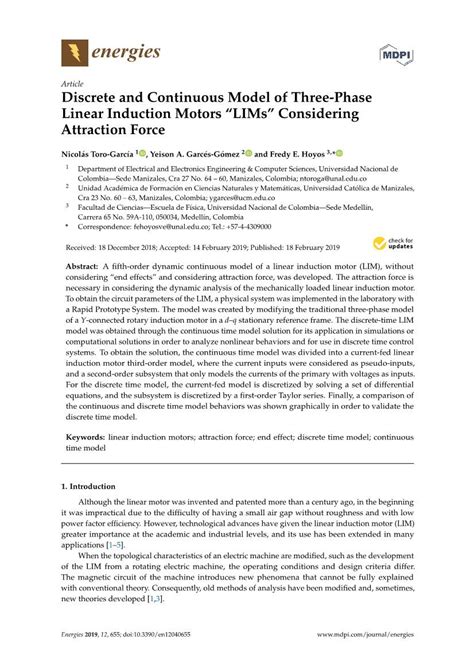 Discrete And Continuous Model Of Three Phase Linear Induction Motors