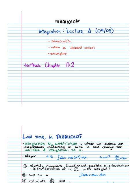 Lecture 4 Integration By Substitution 2 Pdf Area Mathematics