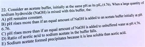 Solved Pka 4 76 When Large Quantity Of Consider An Acetate Buffer Initially At The Same