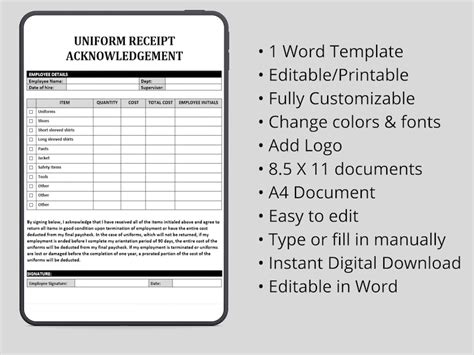 uniform authorization form employee uniform agreement template employee payroll deduction