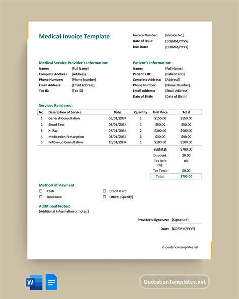 Medical Invoice Template