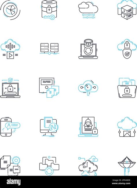 Digital Security Linear Icons Set Encryption Passwords