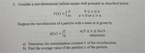 Solved Consider A One Dimensional Infinite Square Well