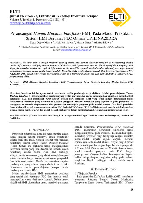 PDF Perancangan Human Machine Interface HMI Pada Modul Praktikum Sistem HMI Berbasis PLC