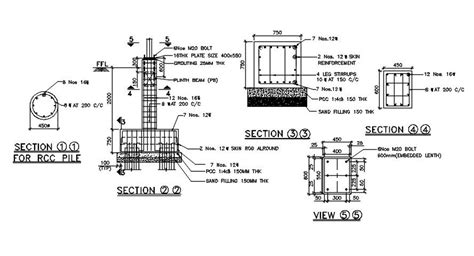 Plan Of Pile Cap With Pedestal Specified In This Autocad File Download This 2d Autocad Drawing