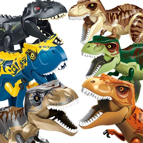 บล็อกตัวต่อเลโก้ไดโนเสาร์ Jurassic World Big Dinosaur Tyrannosaurus Velociraptor Spinosaurus
