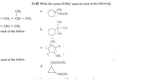 Solved 11 45 Write The Correct IUPAC Name For Each Of The Chegg Com