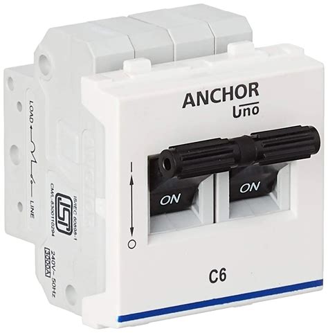 Anchor Uno Mini Modular Mcb 6 A 2 Pole 3 Ka C Curve