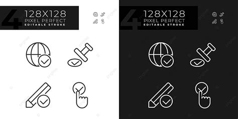 Linear Icons Set Of Data Pixel Perfect Checkmarks For Both Dark And Light Modes Vector Simple