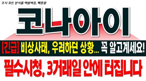 코나아이 주가 전망 긴급 비상사태 우려하던 상황 꼭 알고계세요 필수시청 3거래일 안에 터집니다 Youtube