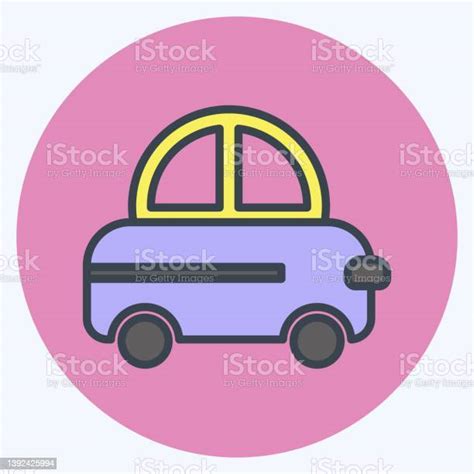 아이콘 장난감 자동차 아기 기호에 적합합니다 컬러 메이트 스타일 편집 가능한 간단한 디자인 디자인 템플릿 벡터 간단한 기호 그림 3차원 형태에 대한 스톡 벡터 아트 및 기타