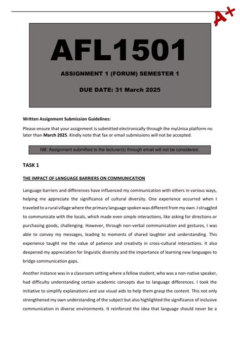 Afl1501 Assignment 1 Forum Detailed Answers Semester 1 2025 655302 Due 31 March 2025