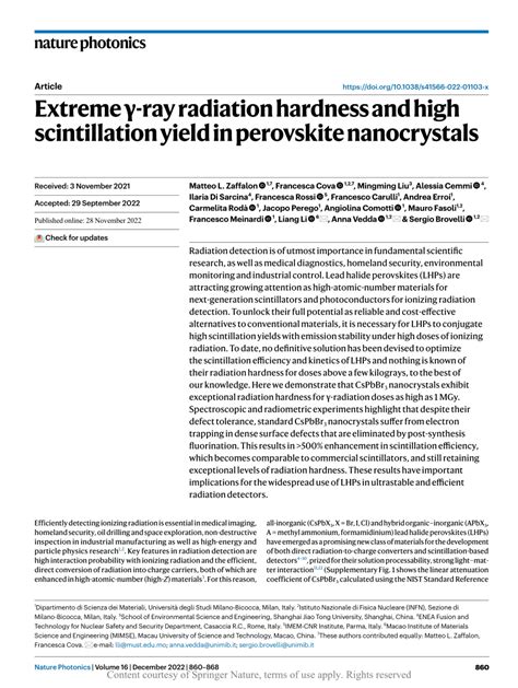 Extreme γ Ray Radiation Hardness And High Scintillation Yield In