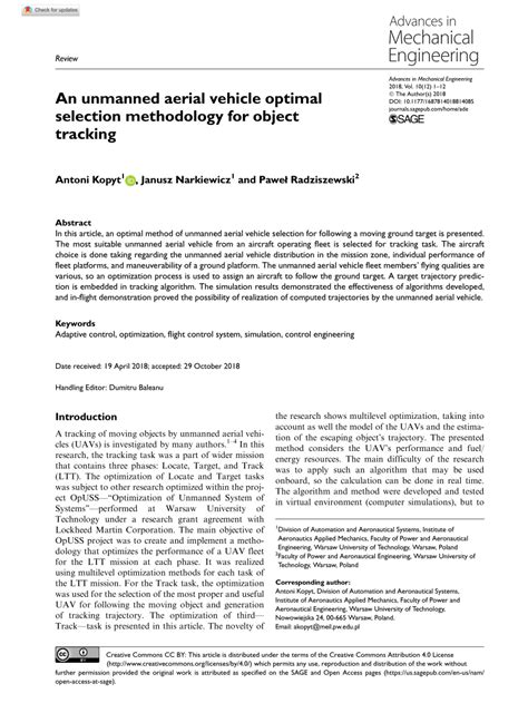 Pdf An Unmanned Aerial Vehicle Optimal Selection Methodology For Object Tracking
