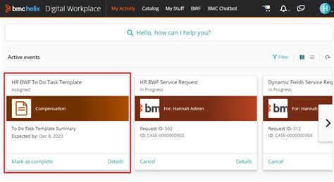 Bmc Helix Digital Workplace Catalog Bwf To Dos Tasks Are Not Visible