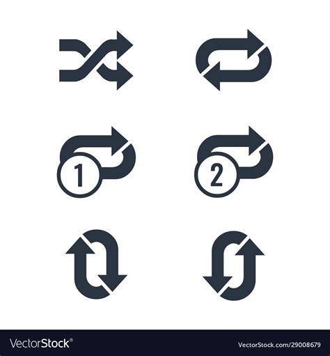 Repeat And Shuffle Multimedia Player Icon Set Vector Image