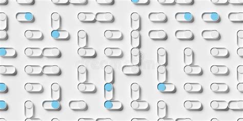 Sparse Grid Of Switches Turned On And Off On White Background Abstract
