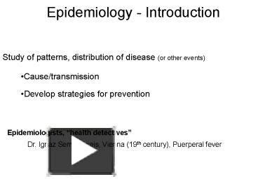 Epidemiology Introduction Presentation Free To Download