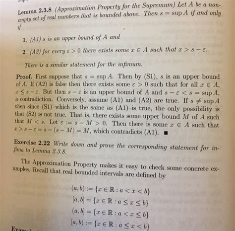 Solved Approximation Property For The Supremum Let A Be A