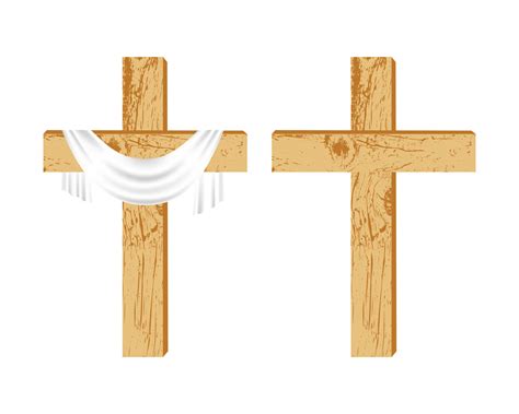 Two Wooden Christian Crosses A Simple Wooden Cross With And Without A Shroud On A White