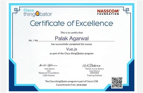 Palak Agarwal On Linkedin Thrilled To Announce My Completion Of Vuejs