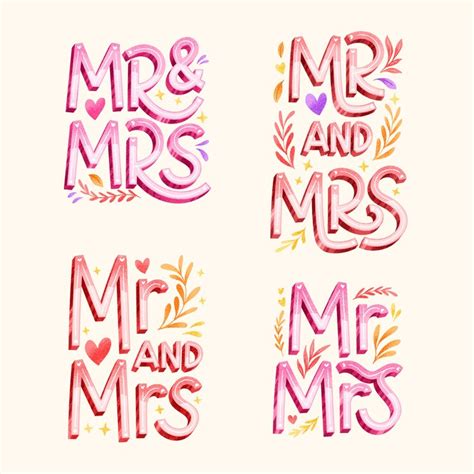 Free Vector Hand Drawn Mr And Mrs Lettering Design