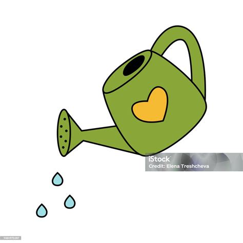 물방울이 있는 물방울 다채로운 낙서 벡터 그림 정원 클립 아트 디자인 요소 성장하는 식물 관개 창문 정원 성장 또는 보살핌 개념 흰색 배경에 격리되어 있습니다 0명에 대한