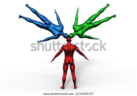 3d Model 3 Multicolored Naked Men Stock Illustration 2216681537