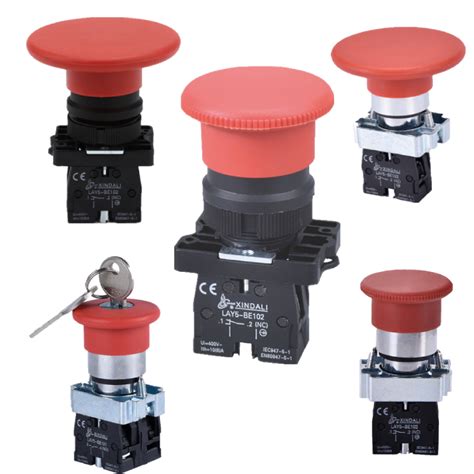 Custom Ip65 Safety Emergency Stop Button 30mm 40mm 50mm 60mm Nonc Supplier Factory Xindali