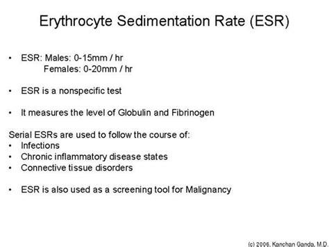 Sed Rate Levels Chart Ponasa